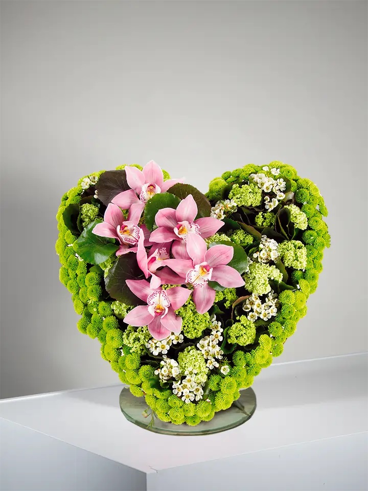 Funeral Heart of Orchids and Mums - Teleflora international