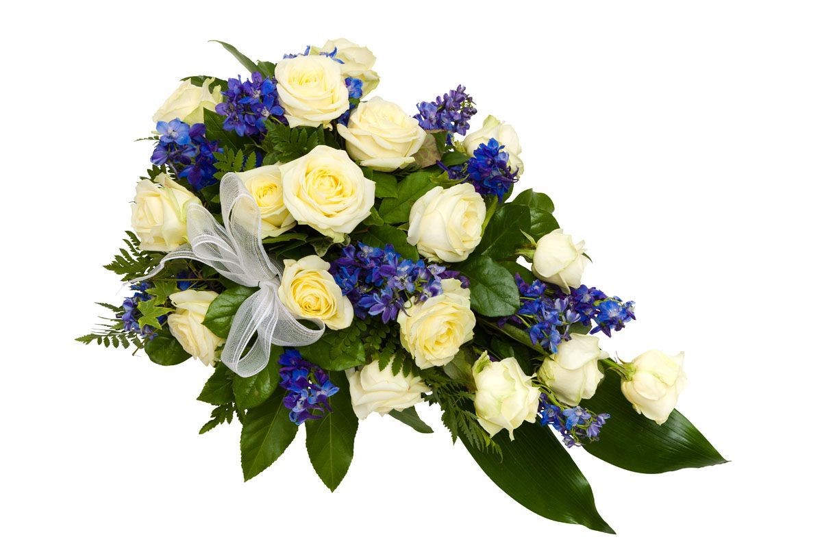 White and Blue Funeral Spray - Teleflora international